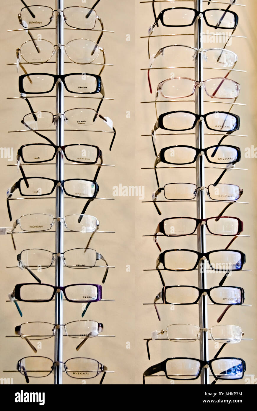 Racks of spectacle frames in an optitions shop Stock Photo - Alamy