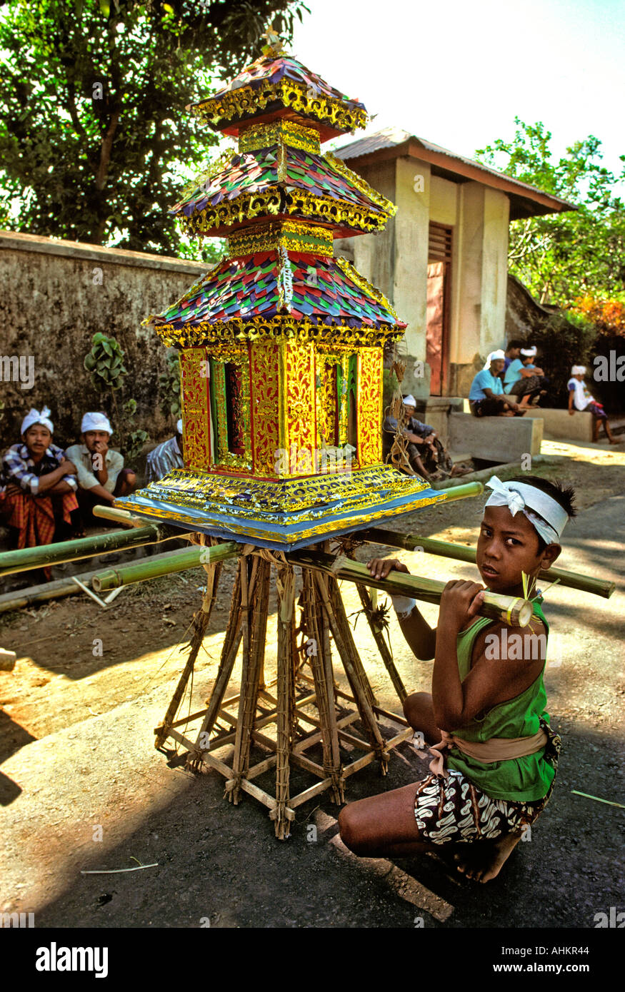 Indonesia Bali Singaraja Balinese paper cremation offerings Stock Photo ...