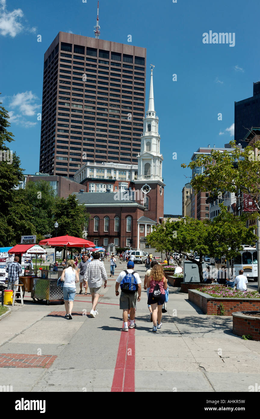 Massachusetts boston red freedom trail line park hi-res stock ...
