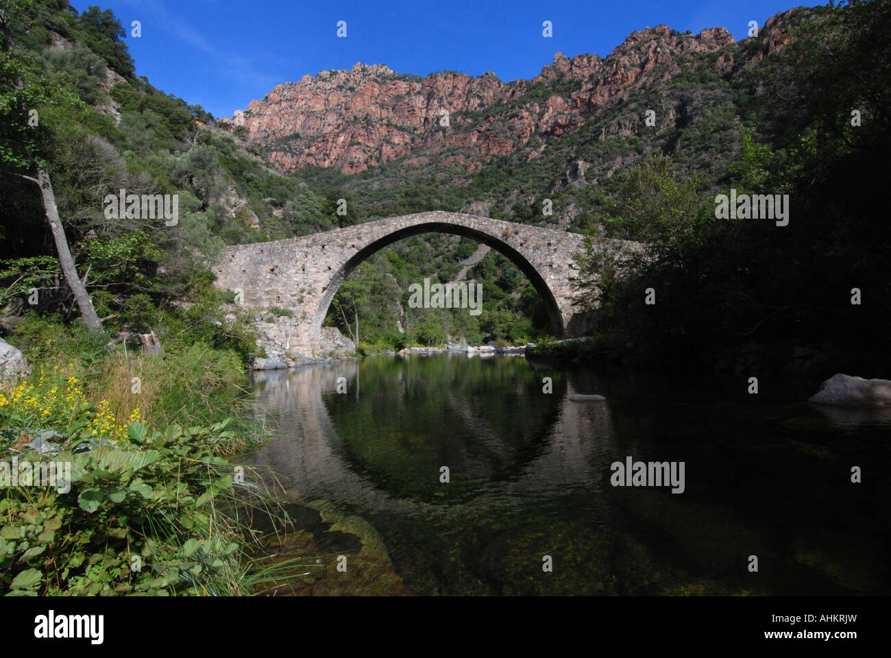 Genovese bridge Ponte Vecchiu or Pont du Vecchio Gorges de Spelunca ...