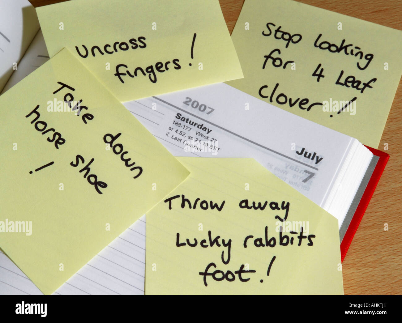 Post it notes with superstitions that can be discarded on the luckiest ...