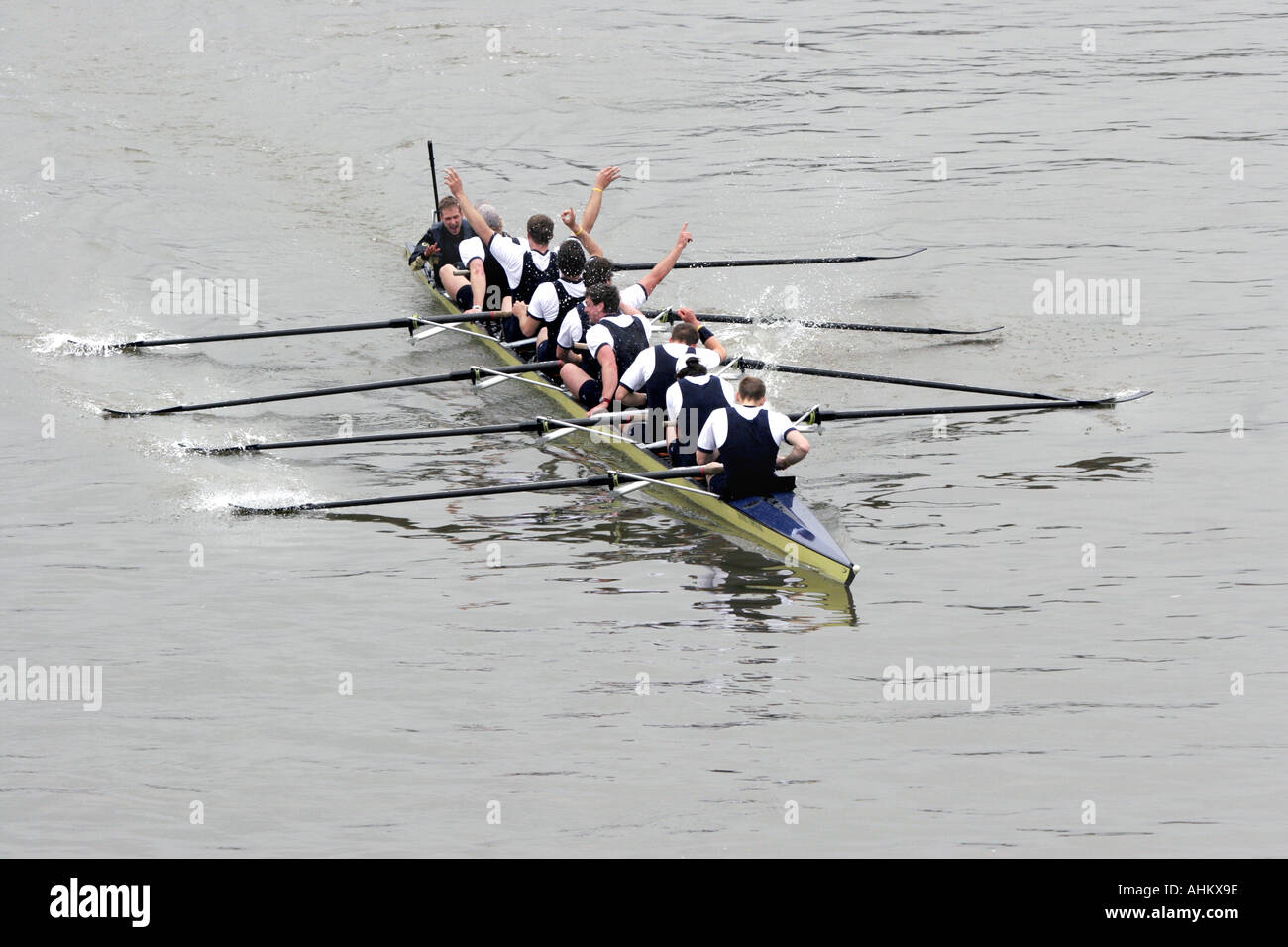 We just won !! The Oxford Boat race crew celebrate their win in the ...