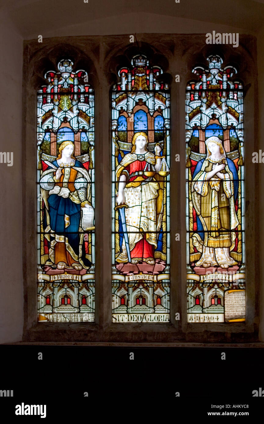 Stained glass window in Chuch of St Cyriac in Lacock Wiltshire Stock ...