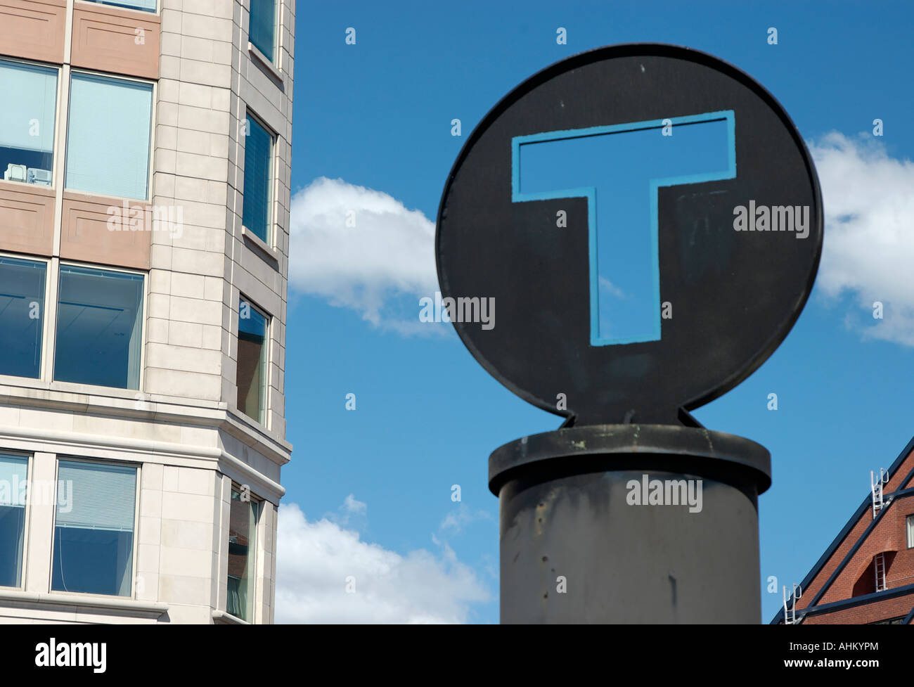 Sign for T public transport station Boston Massachusetts USA Stock ...
