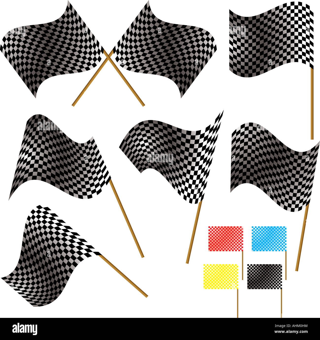 Illustrated checkered flag in different variations and colours Stock ...