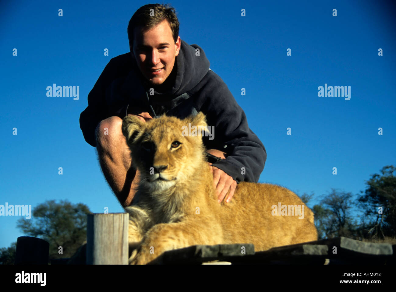 Man and lion Stock Photo - Alamy