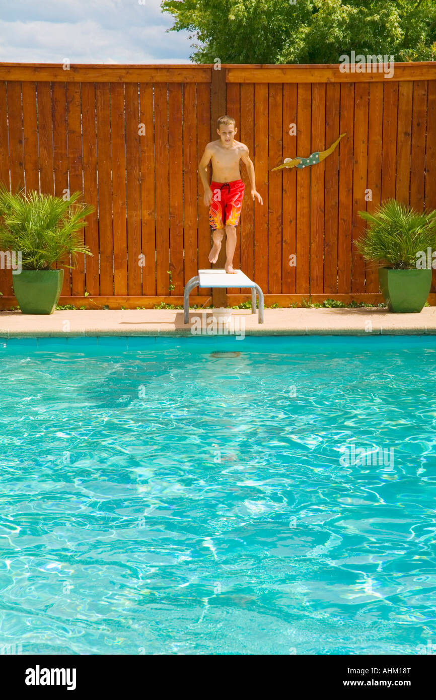 Boy diving board hi-res stock photography and images - Alamy