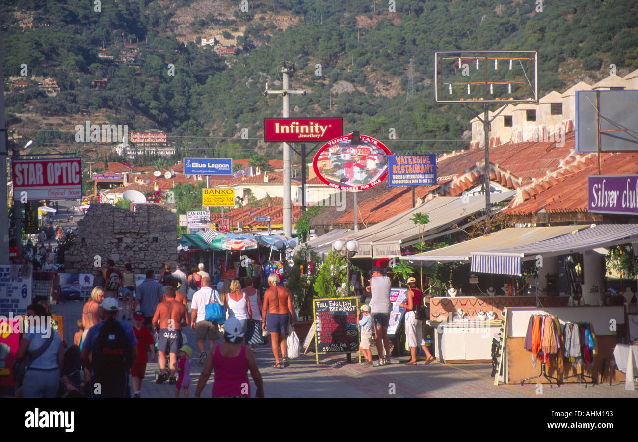 Shops restaurants bars Oludeniz resort Fethiye Turkey Stock Photo - Alamy