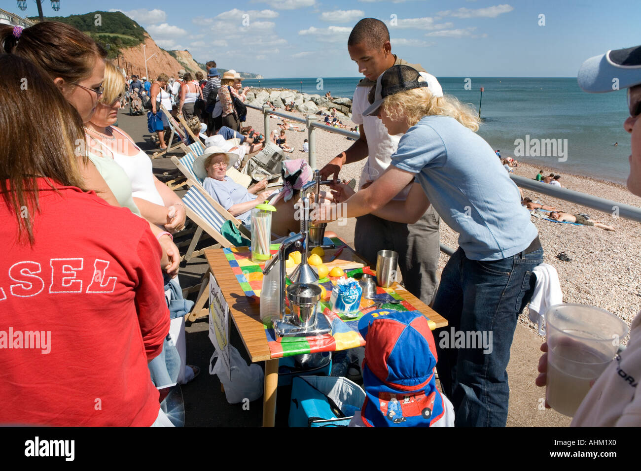 Seafront lemonade stall during Sidmouth International Folk Festival ...