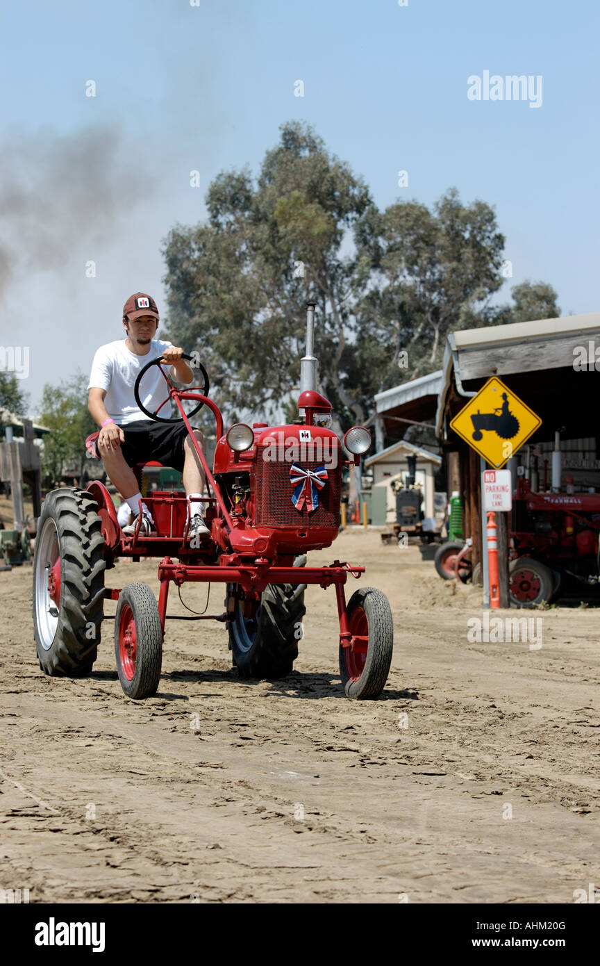 Man riding tractor Antique Gas and Steam Engine Museum Vista California ...