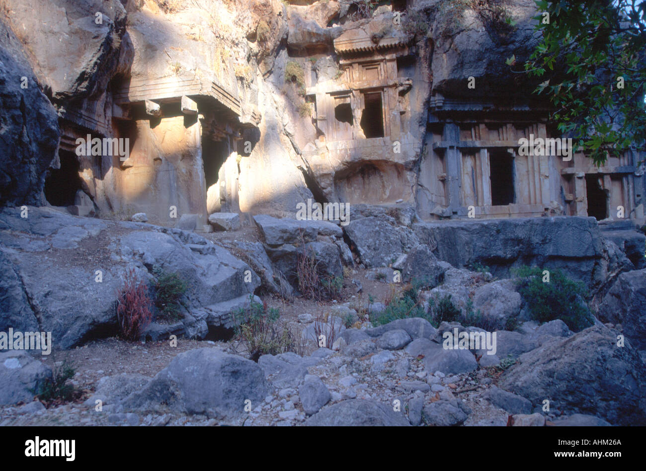 Rock tomb Pinara Turkey Stock Photo - Alamy