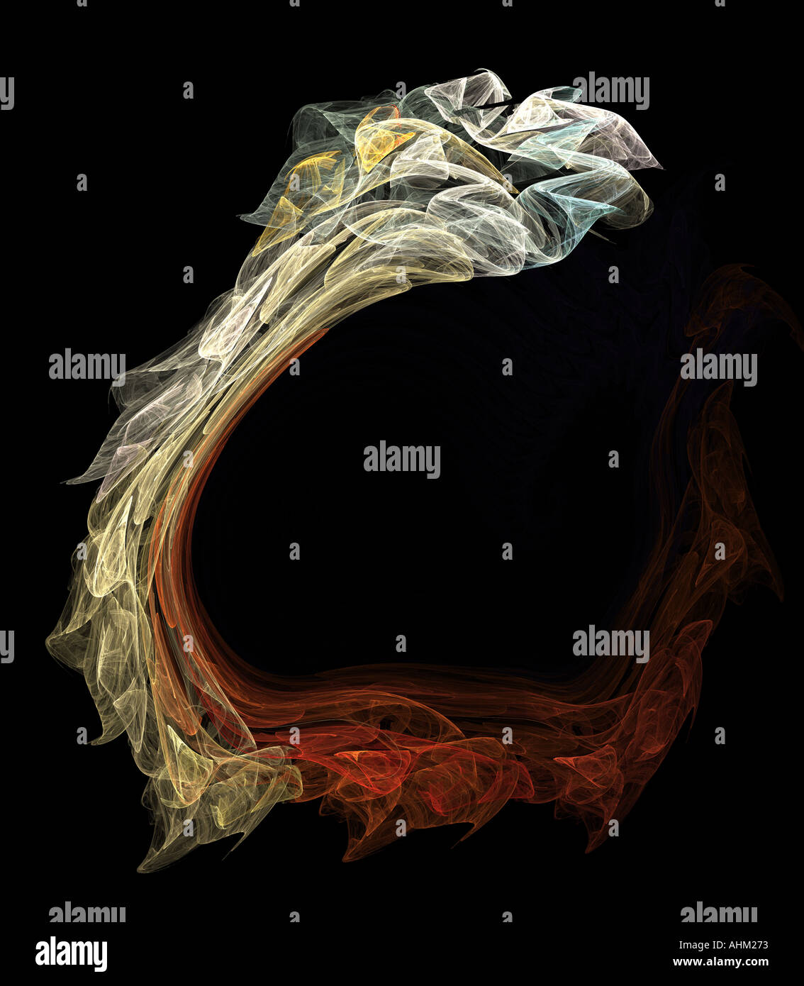 Abstract artificial computer generated iterative flame fractal art ...