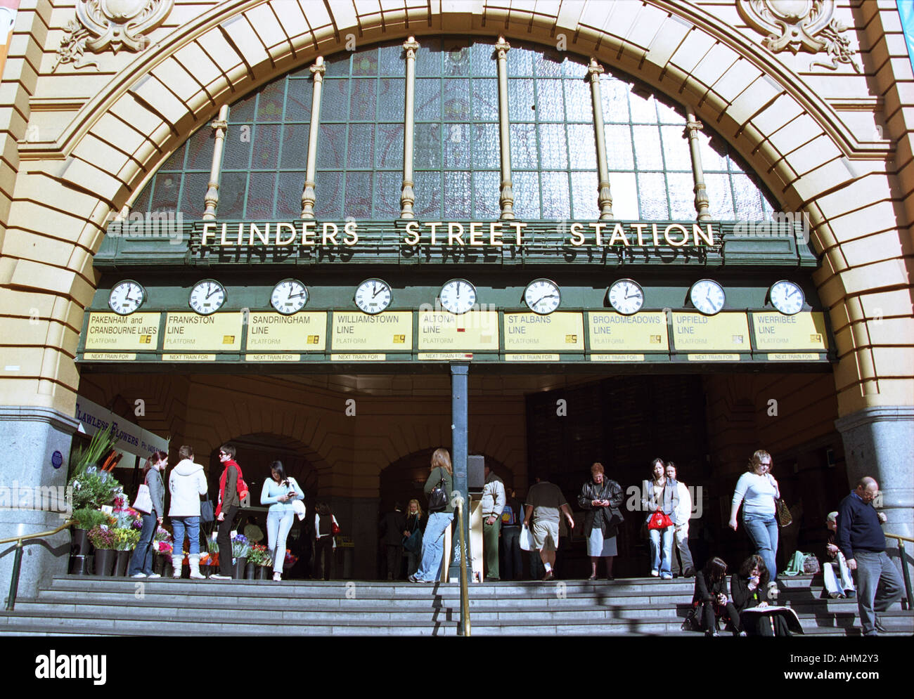 "Under The Clocks: Flinder's Station, Melbourne, Australia Stock Photo ...