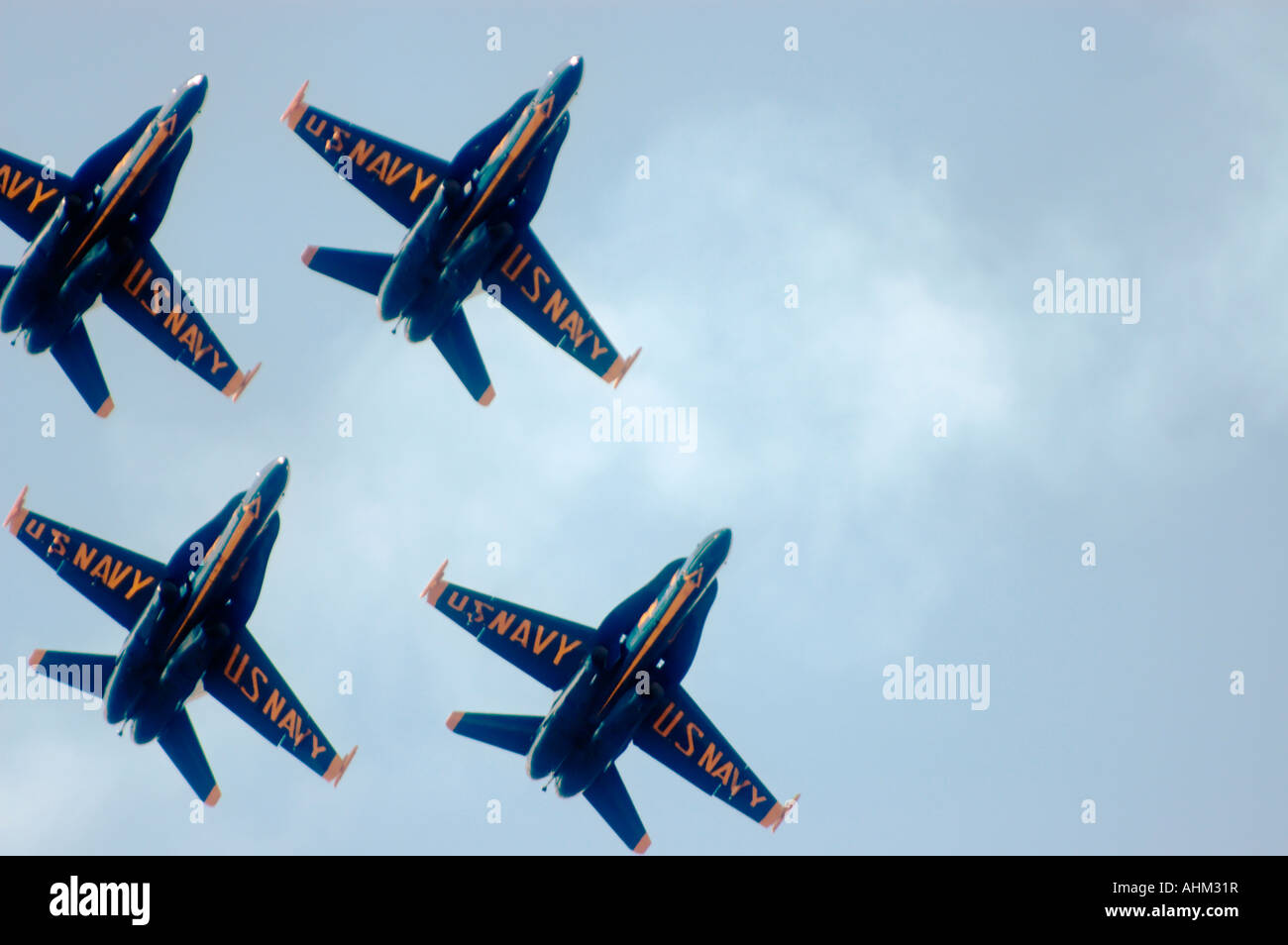 US Navy Blue Angels flight demonstration team flying FA18 Hornet jets ...