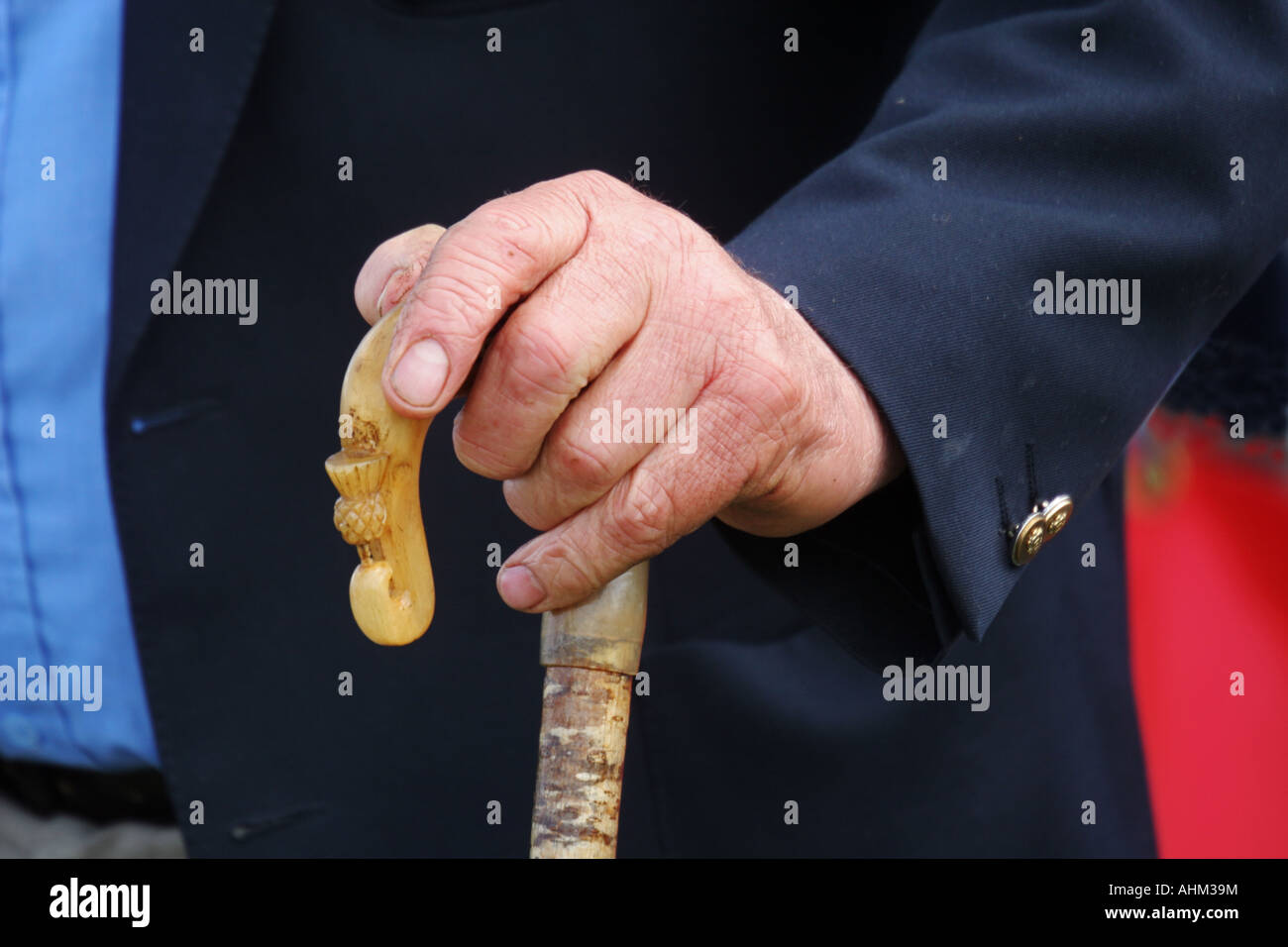 Farmers hand on shepherds crook Stock Photo - Alamy