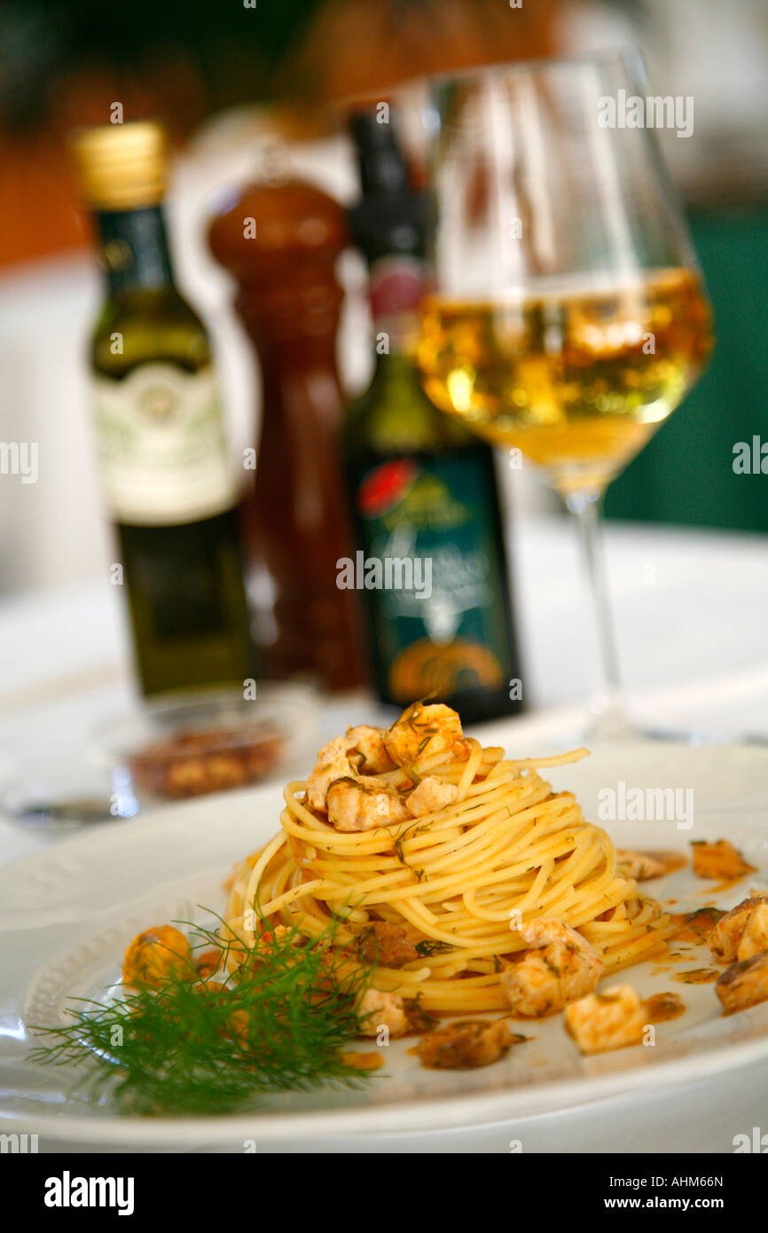 Spaghetti and chicken plate at the Kursaal Kalhesa Bar and restaurant ...