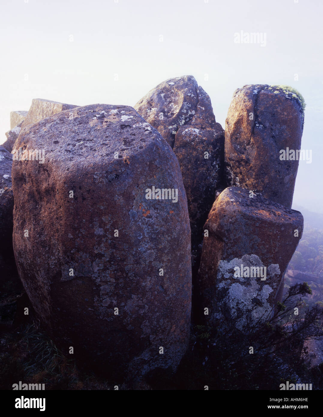 Dolorite boulders on the summit of Mt Wellington Tasmania Australia ...