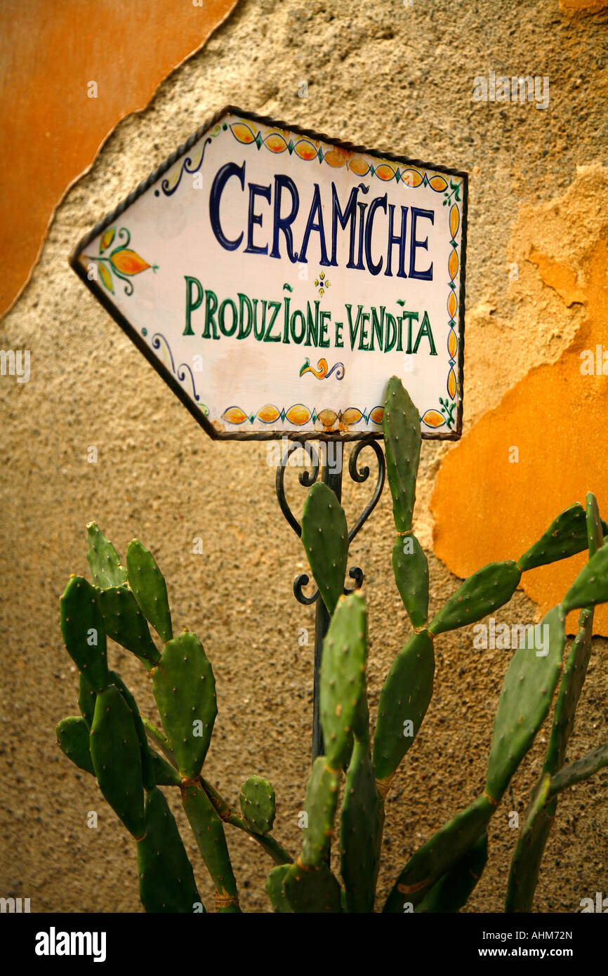 Ceramic shop sign Taormina Sicily Stock Photo - Alamy