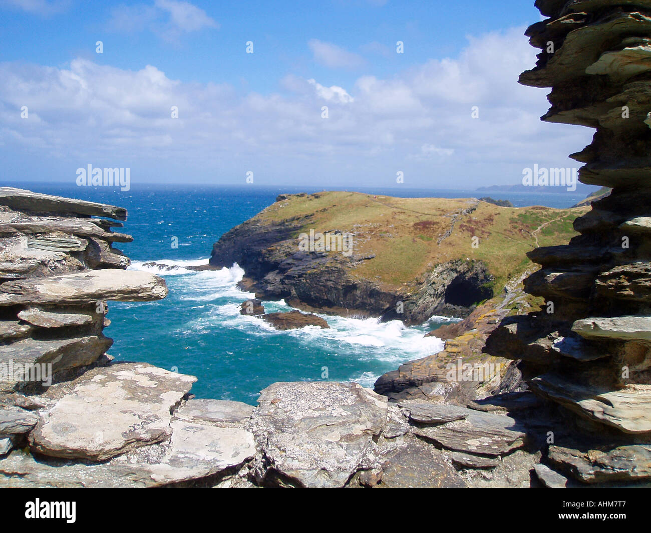 View of the cornish coast from King Arthur's castle Tintagel, Cornwall ...