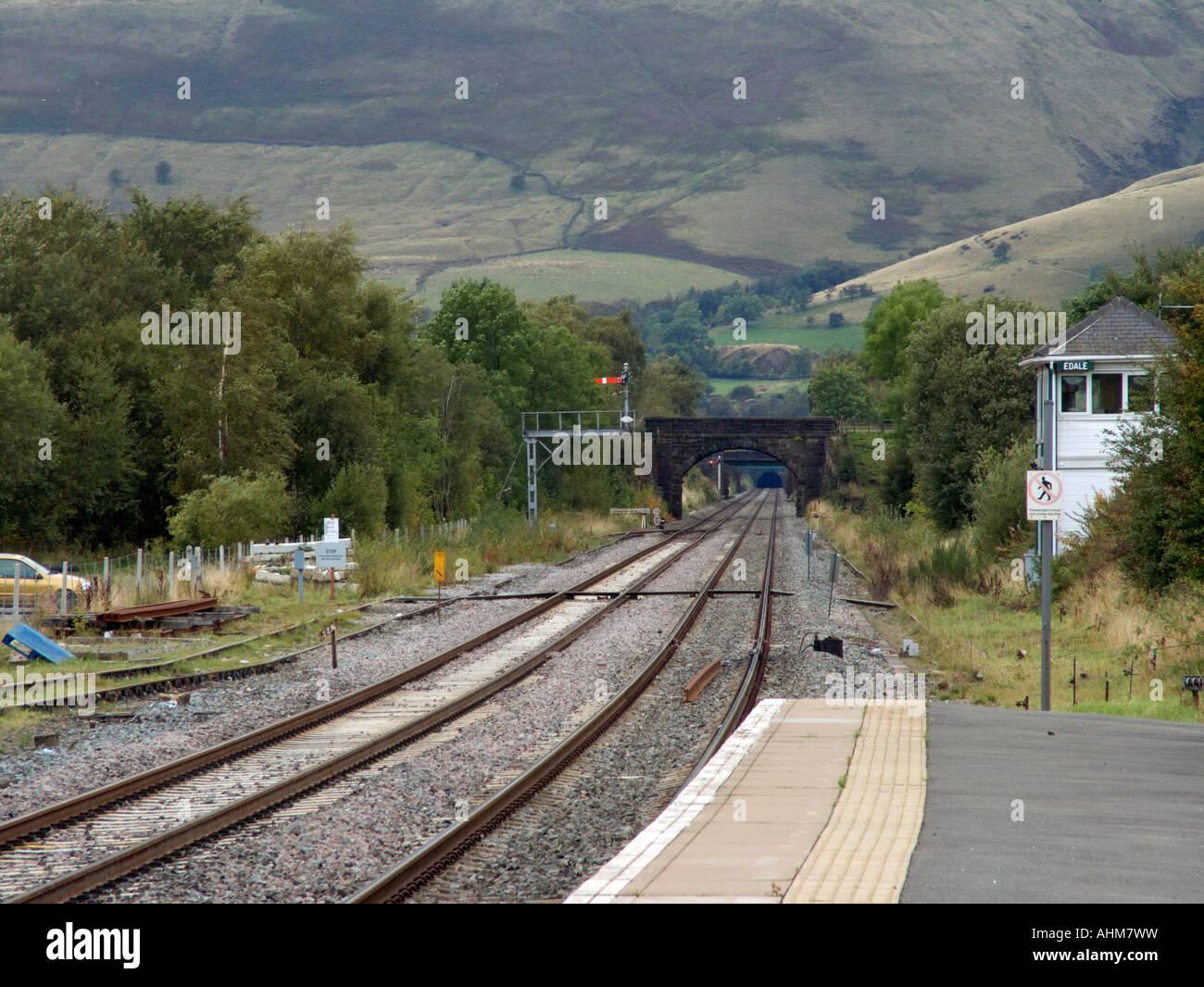 Cowburn Tunnel viewed from Edale Railway Station on the Hope Valley ...
