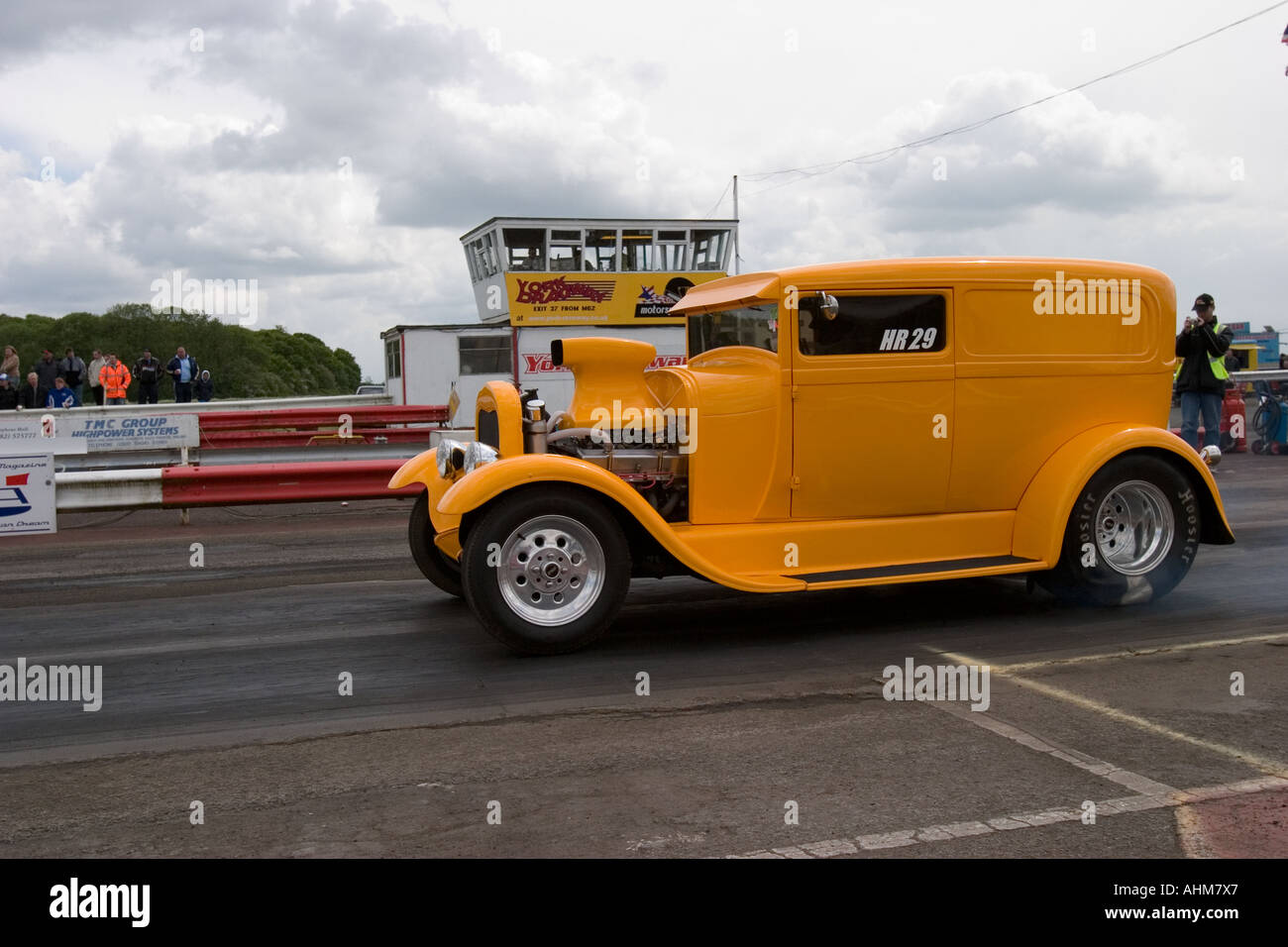 Yellow Ford 1929 replica van dragster at Melbourne Raceway North ...
