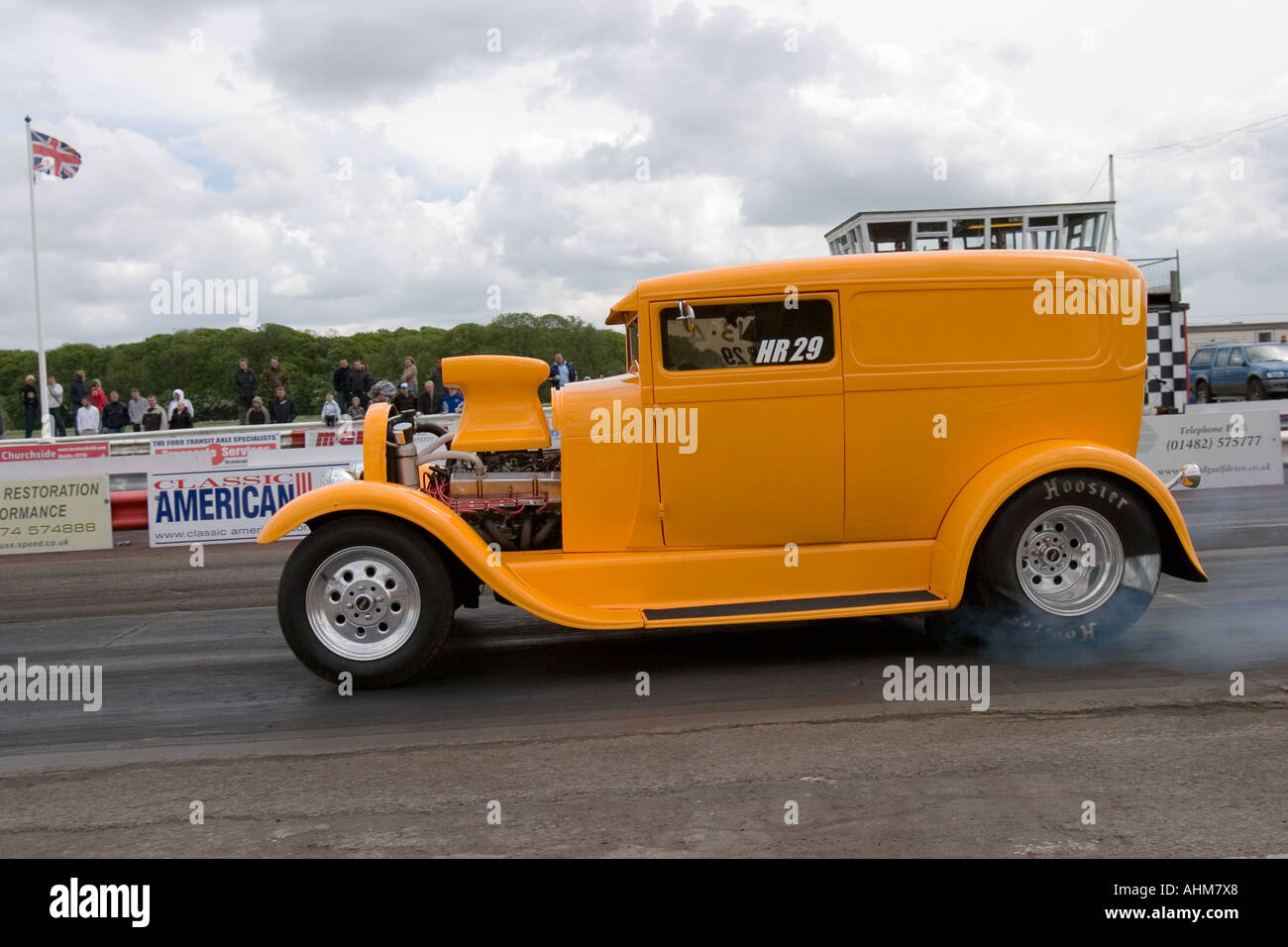 Yellow Ford 1929 replica van dragster at Melbourne Raceway North ...