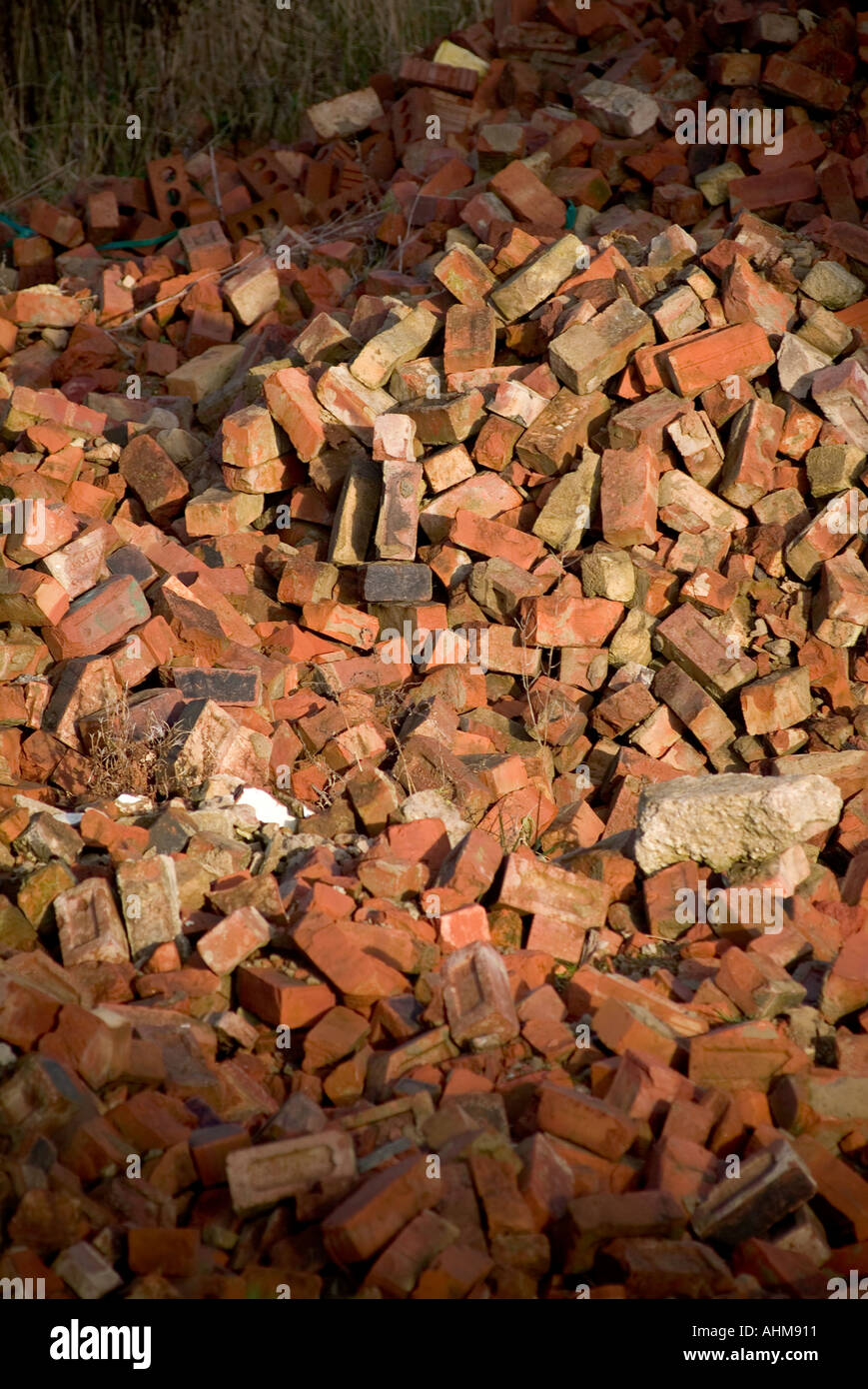 brick rubble demolition distruction knock down damaged building bomb ...