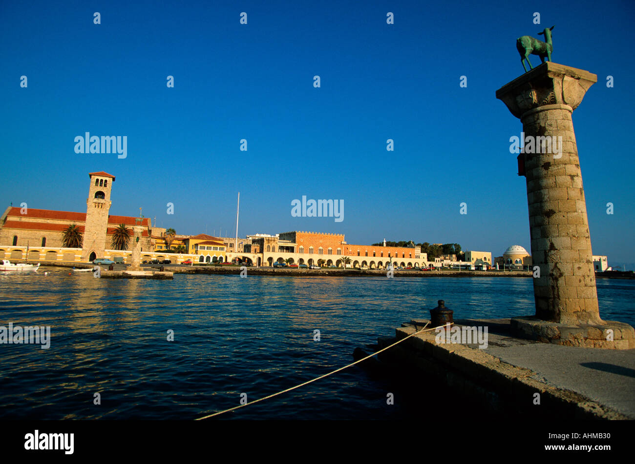 greece dodecanese rhodes a view of mandraki harbour Stock Photo - Alamy
