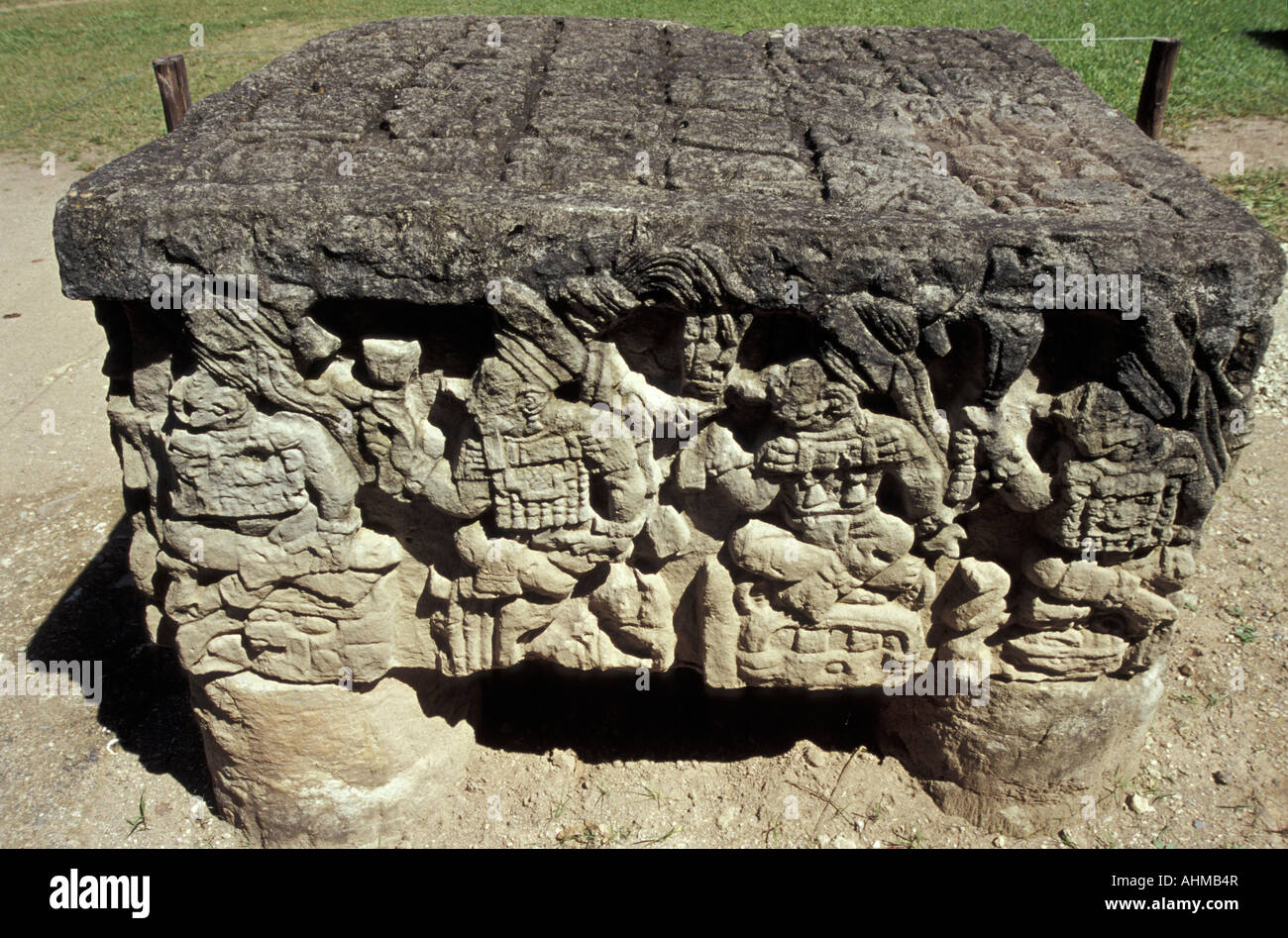 Altar Q depicting Maya rulers,at the Mayan ruins of Copan, Honduras ...
