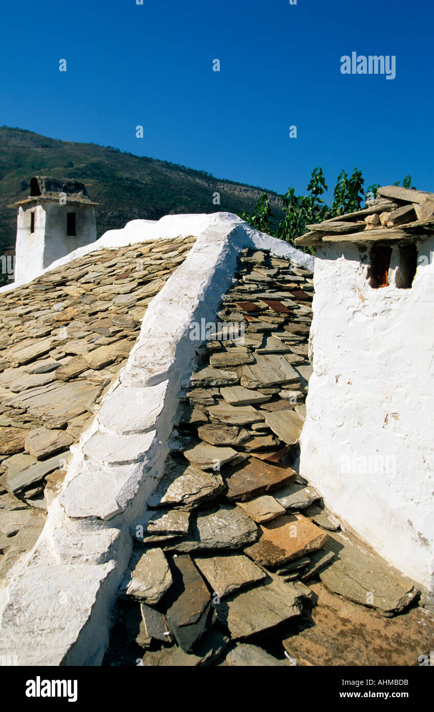 greece northern aegean islands thassos a typical slate roof Stock Photo ...