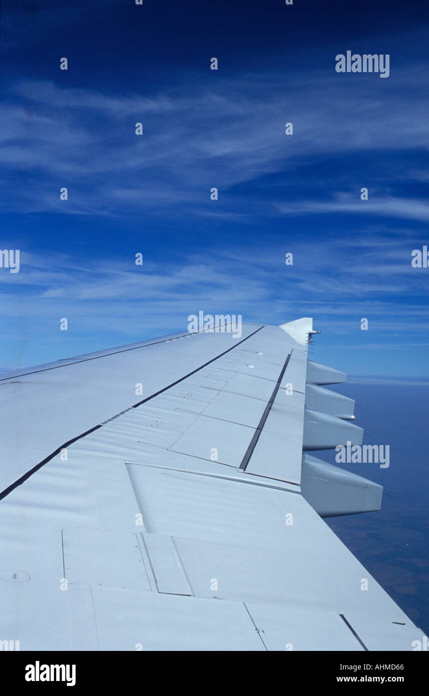 Aeroplane wing in flight Stock Photo - Alamy
