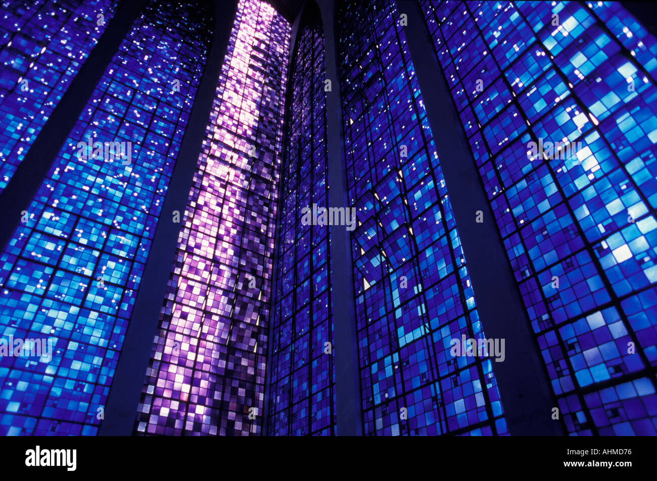Stained glass windows in the interior of Dom Bosco Church, Brasilia ...