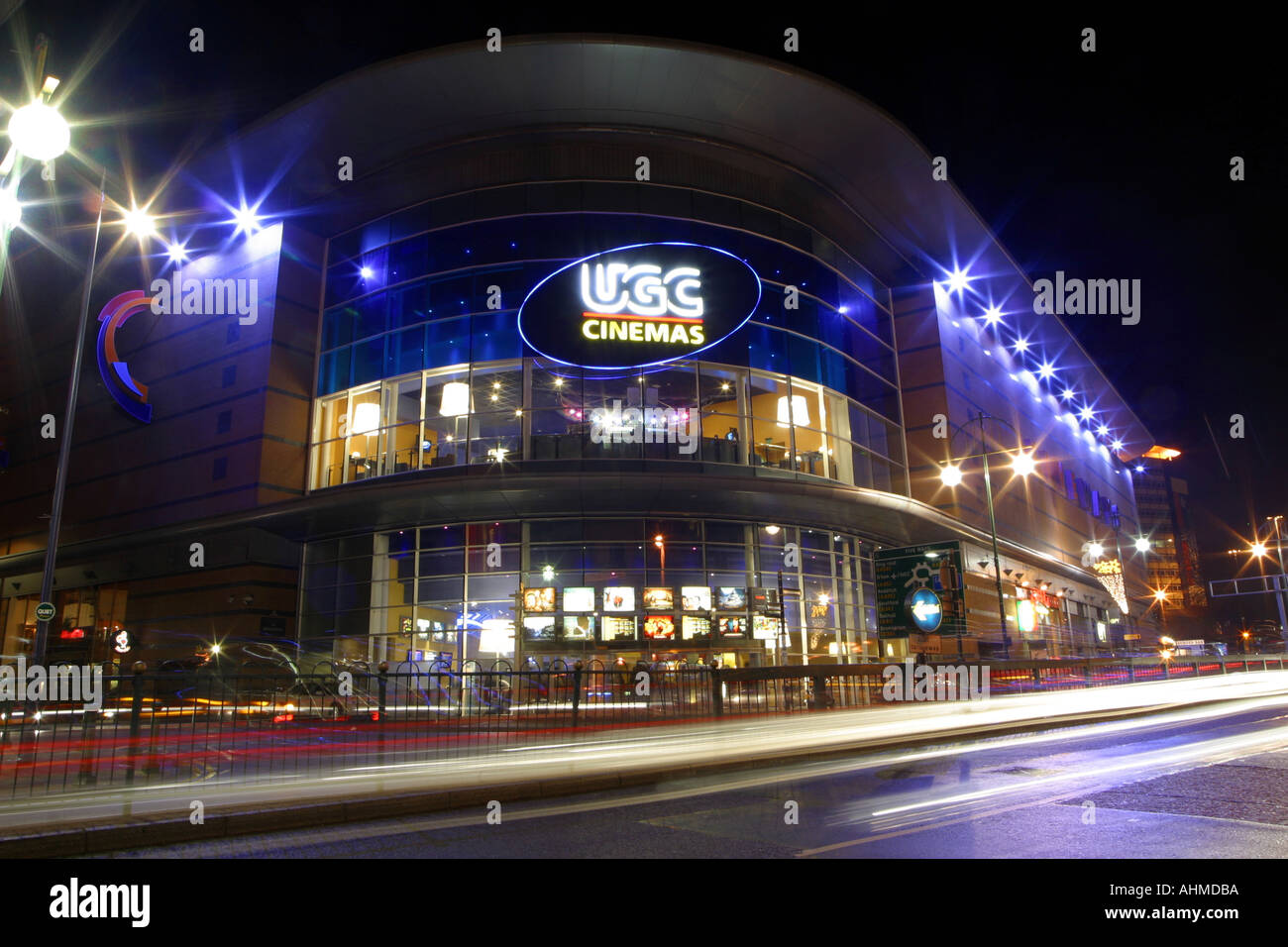 Traffic on a busy street showing traffic trails from the car lights at ...