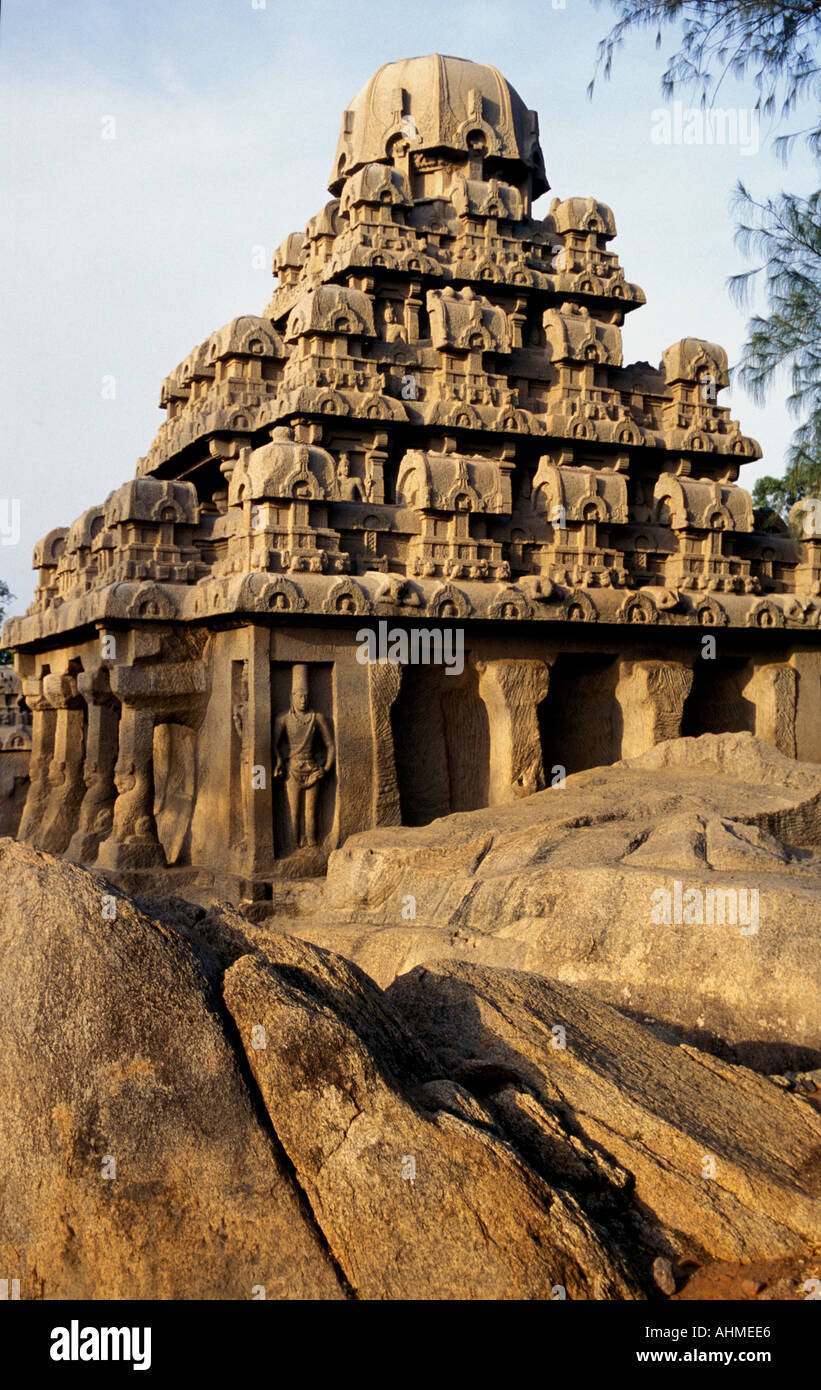 Mamallapuram Pancha Pandava Rathas Dharmaraja South India Stock Photo ...