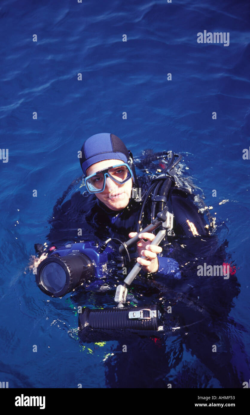 diver with camera equipment Stock Photo - Alamy