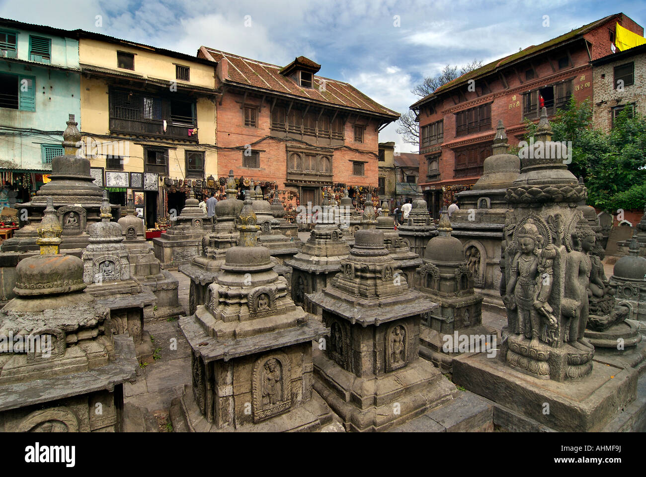 Small stone stupas at Swayambhunath Stupa Kathmandu Nepal Stock Photo ...