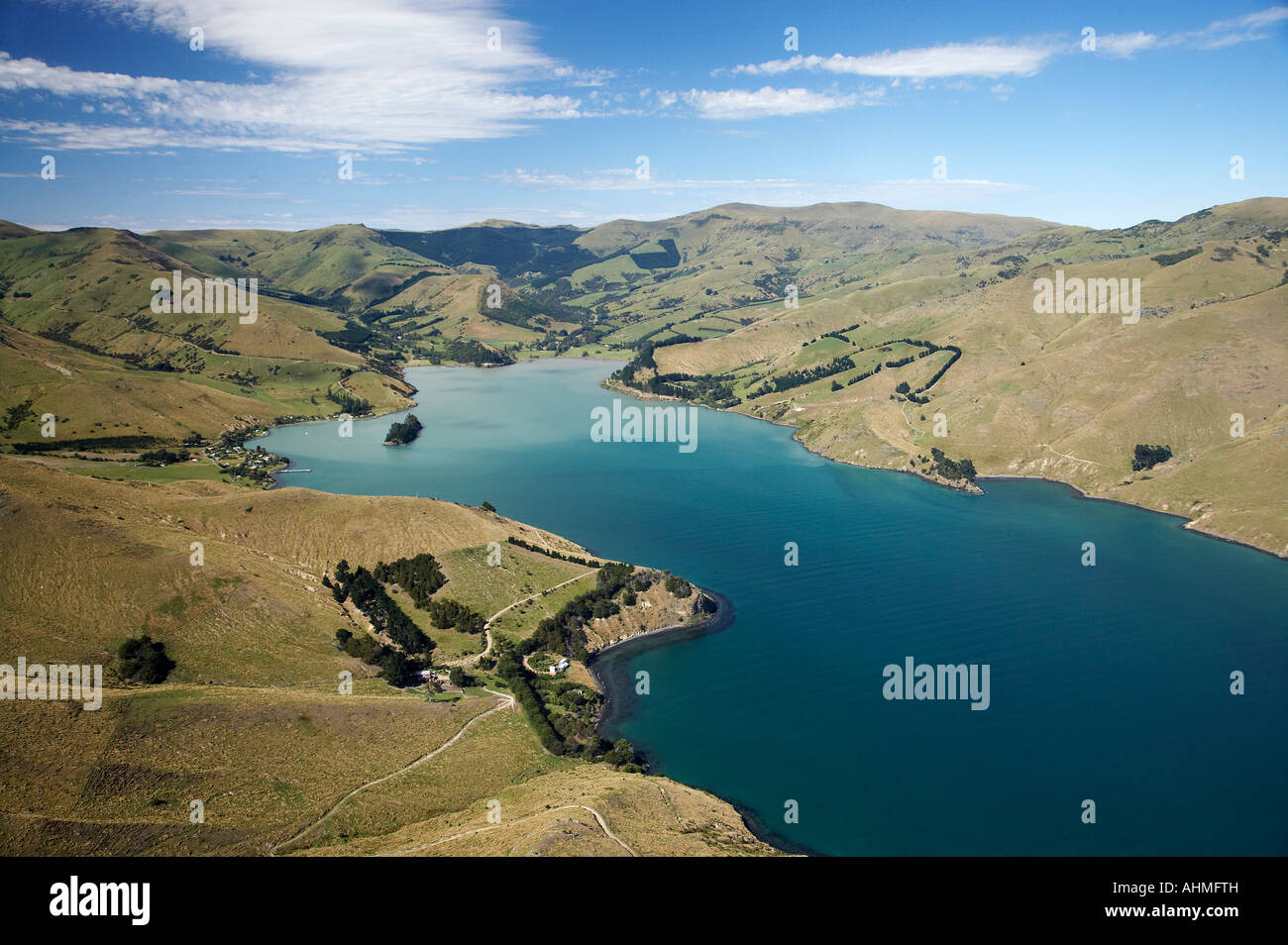 Port Levy Banks Peninsula Canterbury South Island New Zealand aerial ...