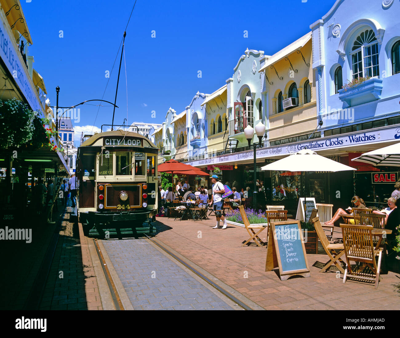 Tram on New Regent Street Christchurch New Zealand Stock Photo - Alamy
