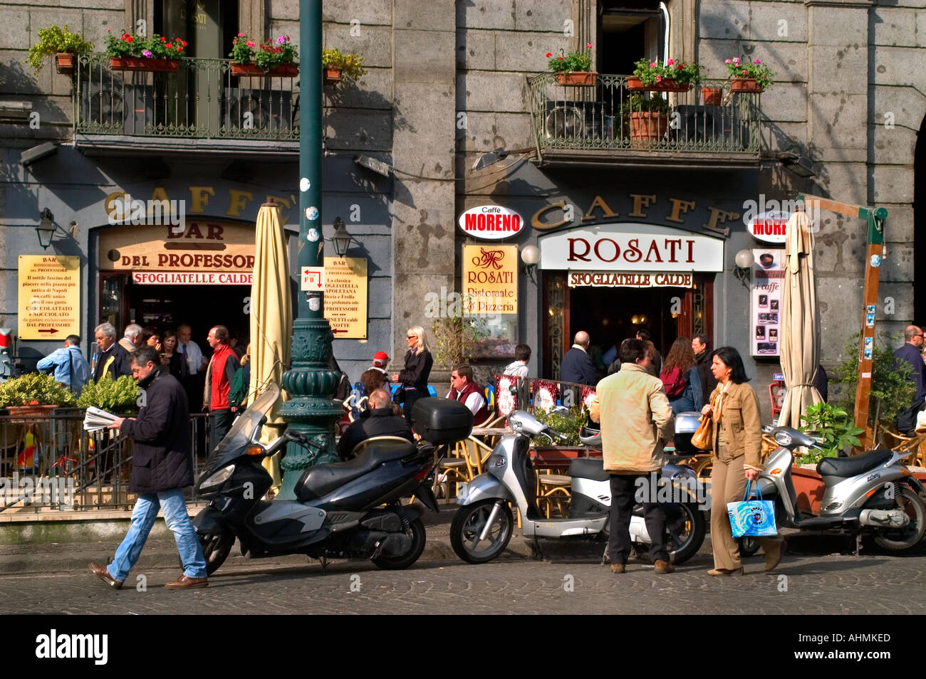 Naples Italy restaurant bar cafe terrace pavement woman illy caffe ...