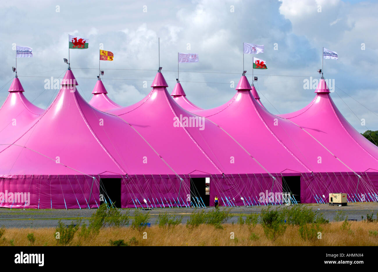 Pink Pavilion used for the National Eisteddfod of Wales, UK Stock Photo ...