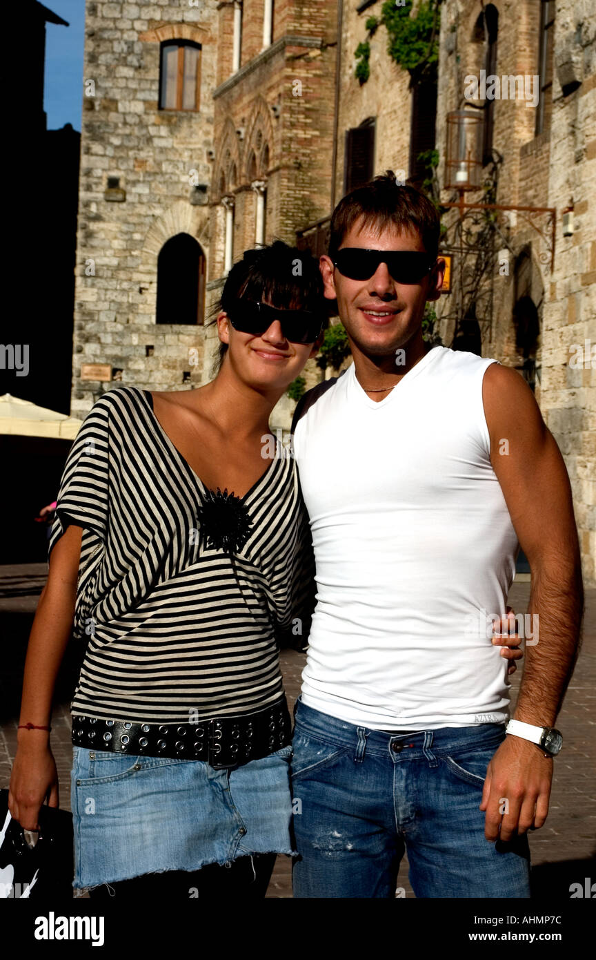 Tuscany Italy Italian San Gimignano love young people man woman fashion ...