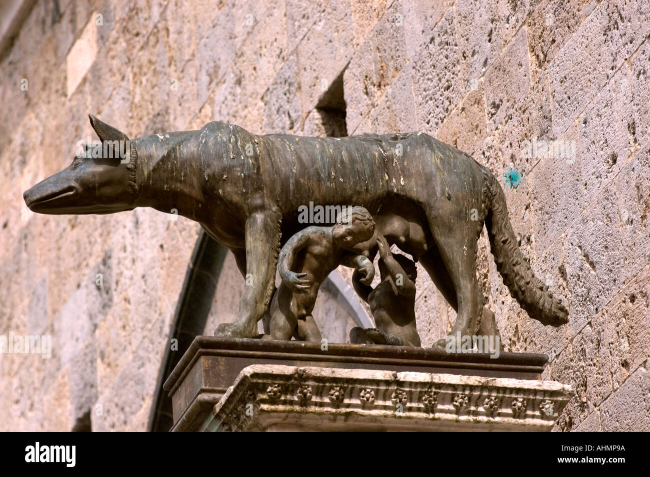 Piazza del Campo Siena Tuscany Romus and Remus wolf Stock Photo - Alamy