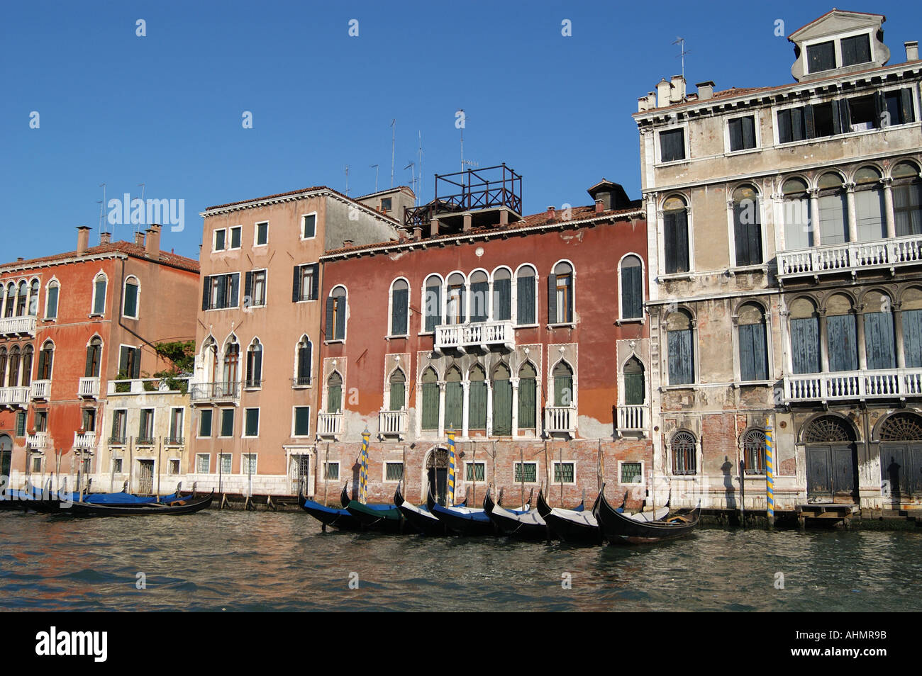 Architecture of the Canal Grande and gondolas Venice Italy Stock Photo ...
