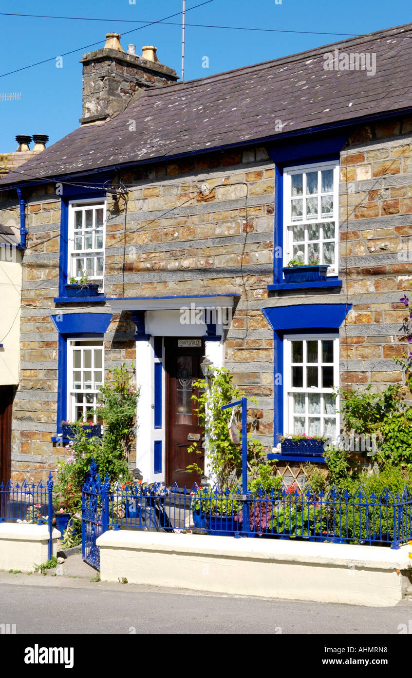 Traditional stone built terraced cottage in the Welsh village of St ...