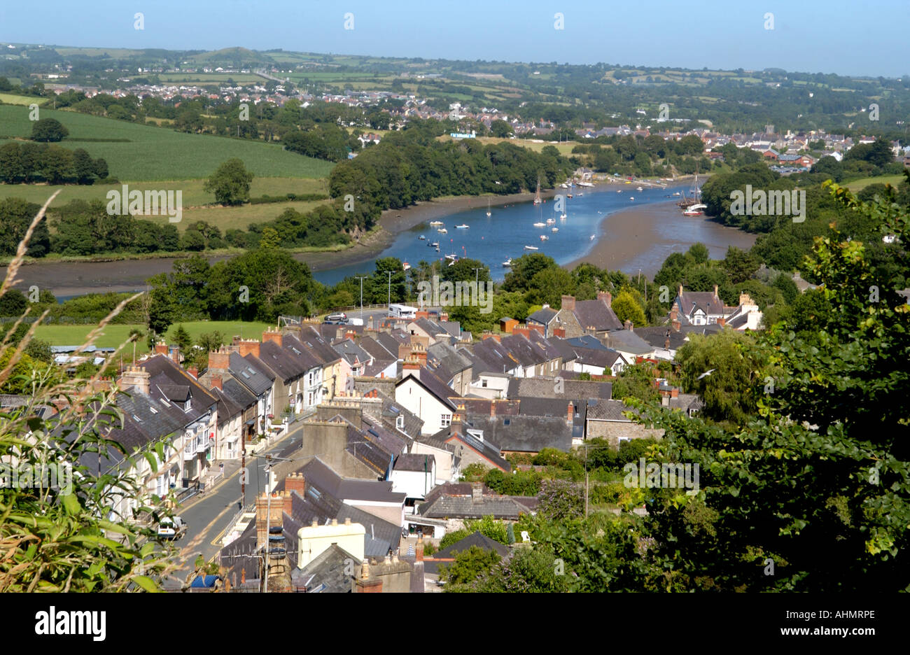 View over St Dogmaels River Teifi estuary looking toward Cardigan ...