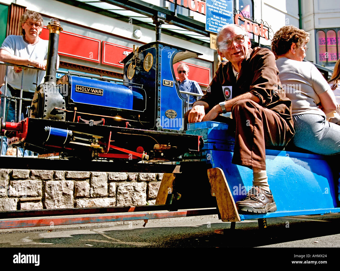Model Steam Train with heavy passenger North Wales 2005 Stock Photo - Alamy