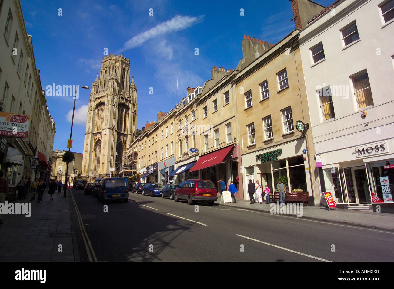 Park Street,Bristol,England,UK,GB,with University Tower in background ...