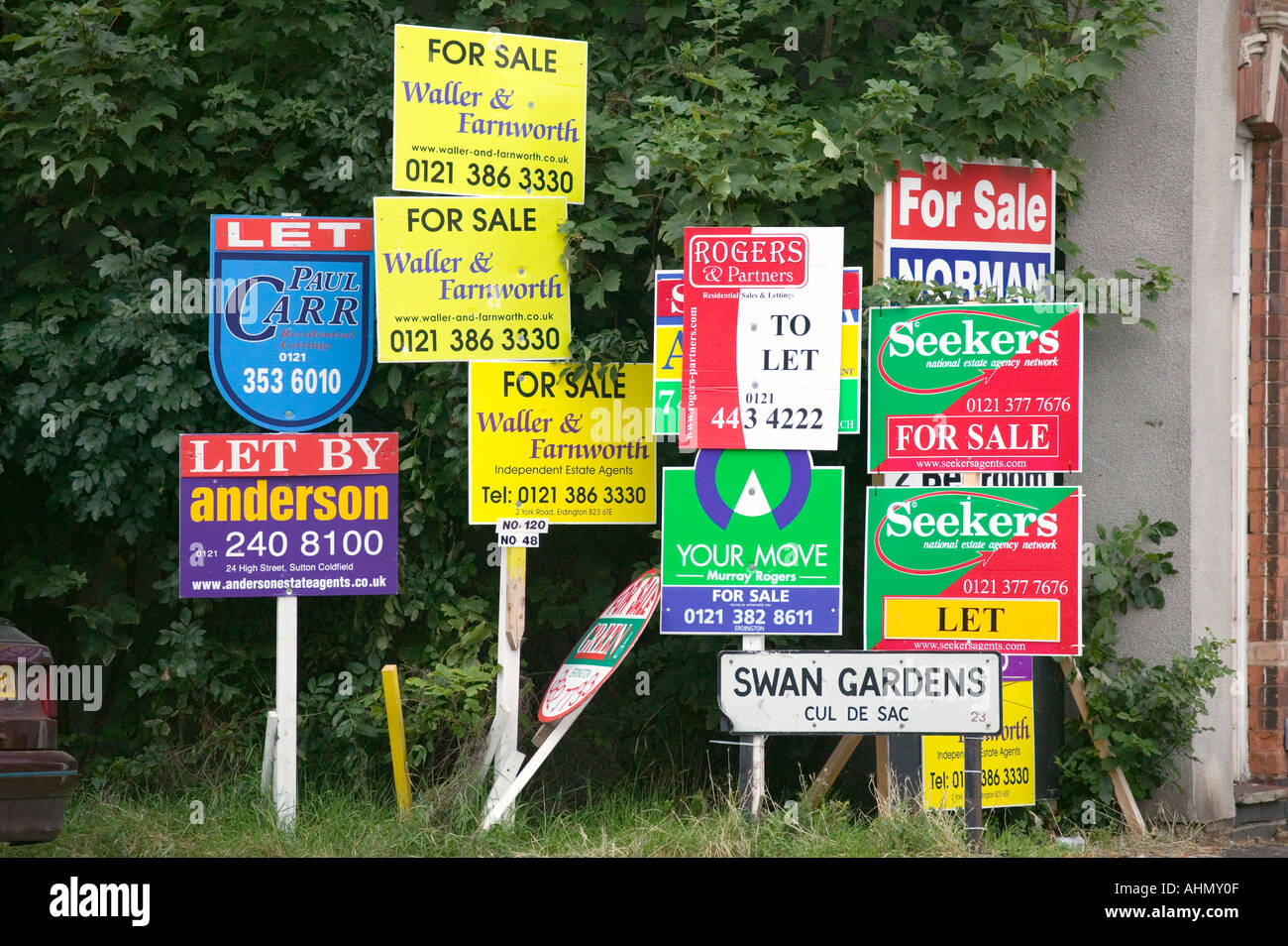 A collection of estate agent For Sale signs in Birmingham West Midlands ...