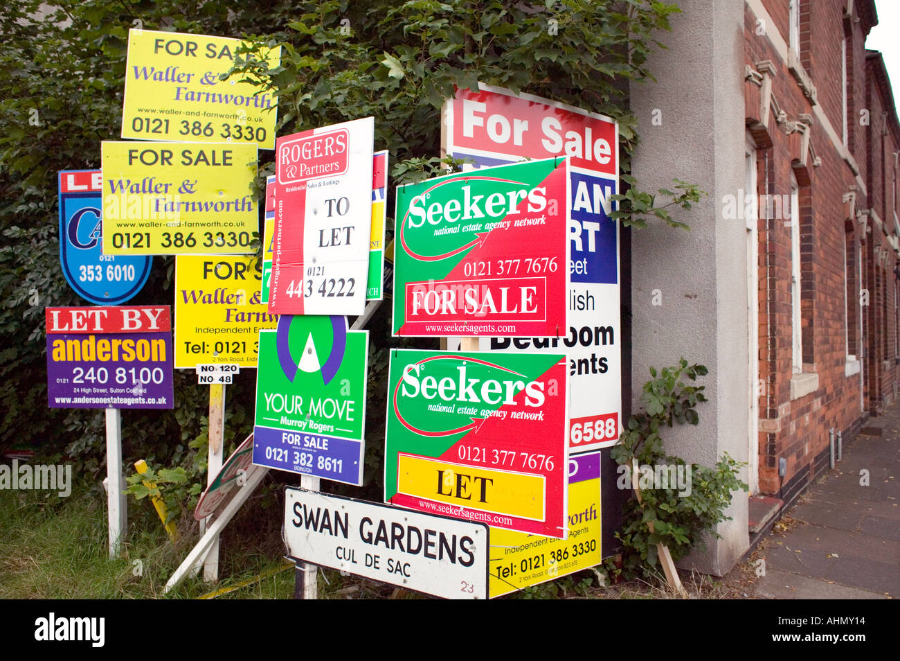 A collection of estate agent For Sale signs in Birmingham West Midlands ...