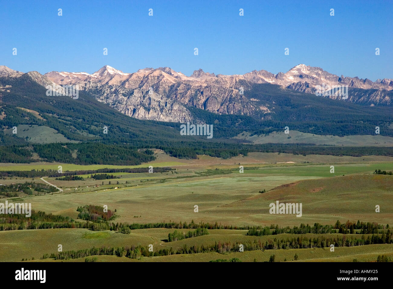 Sawtooth Mountains and Stanley Basin seen from the Galena summit ...
